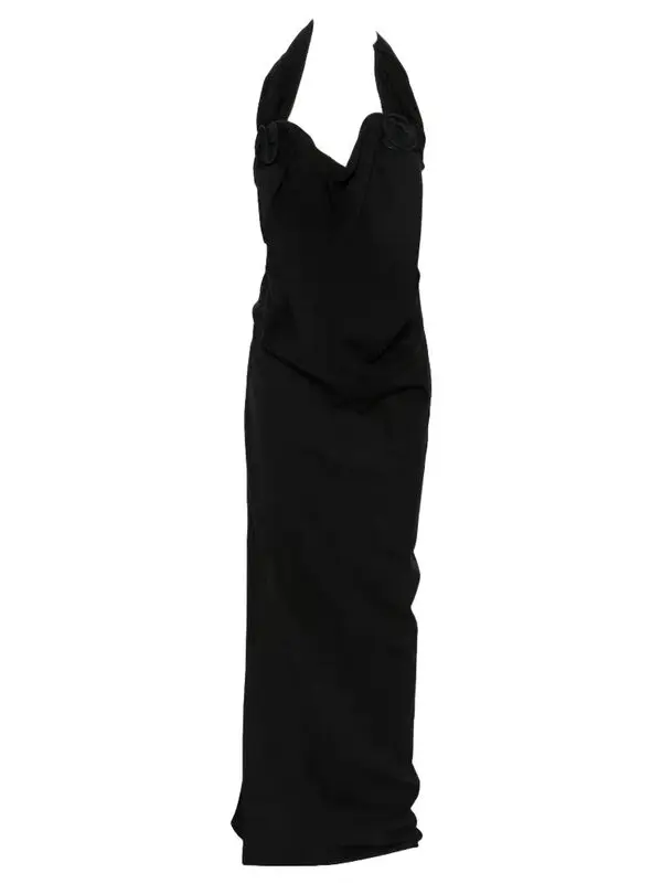 Magda Butrym Rosette-detail Draped Maxi Dress - Black