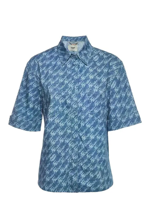 Fendi Logo-print Chambray Shirt - Blue