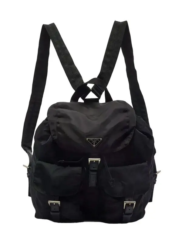 Prada Double Pocket Backpack - Black