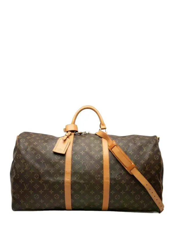 LOUIS VUITTON Monogram Keepall Bandouliere 60 Travel Bag - Brown