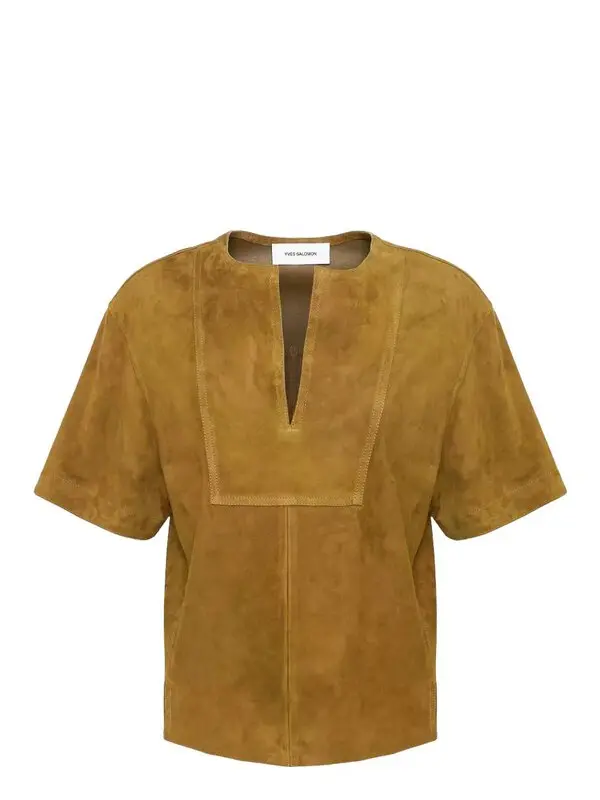 YVES SALOMON Double-sided V-neck Blouse - Neutrals