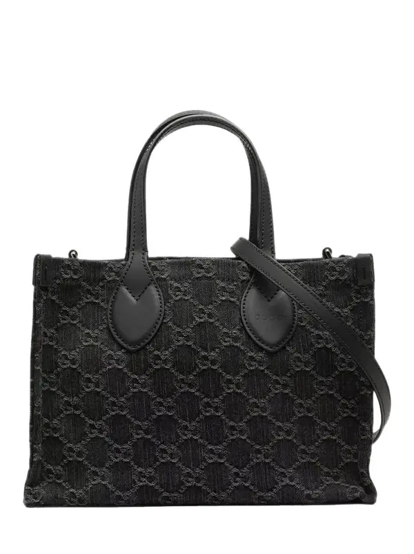 Gucci Gg Denim Ophidia Tote Satchel - Black
