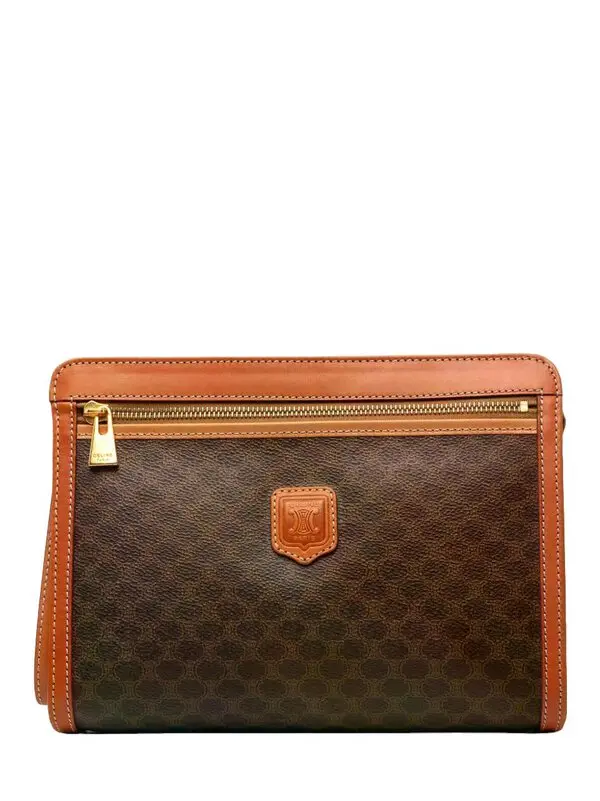 Celine 1995 Macadam Coated Canvas Clutch Bag - Brown