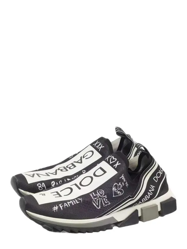 Dolce & Gabbana Sorrento Graffiti Print Slip-on Sneakers - Black