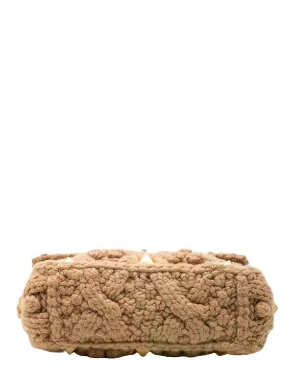 Valentino Garavani Medium Knit Roman Stud Satchel - Neutrals