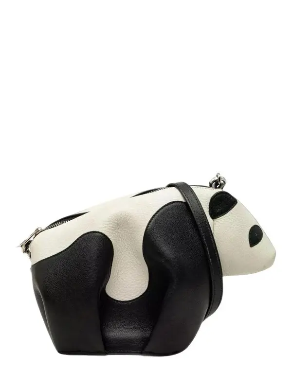 Loewe Leather Panda Bear Crossbody Bag - Black