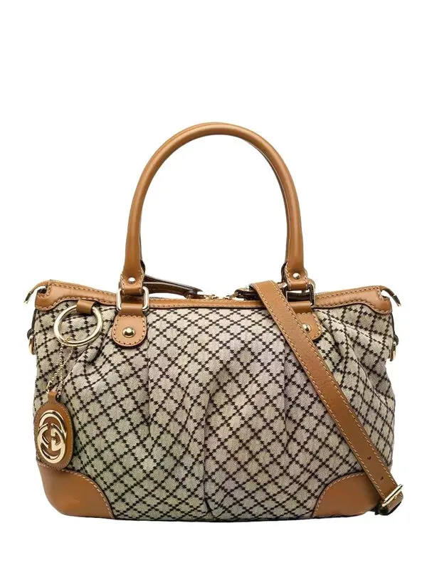 Gucci Diamante Canvas Sukey Satchel - Neutrals