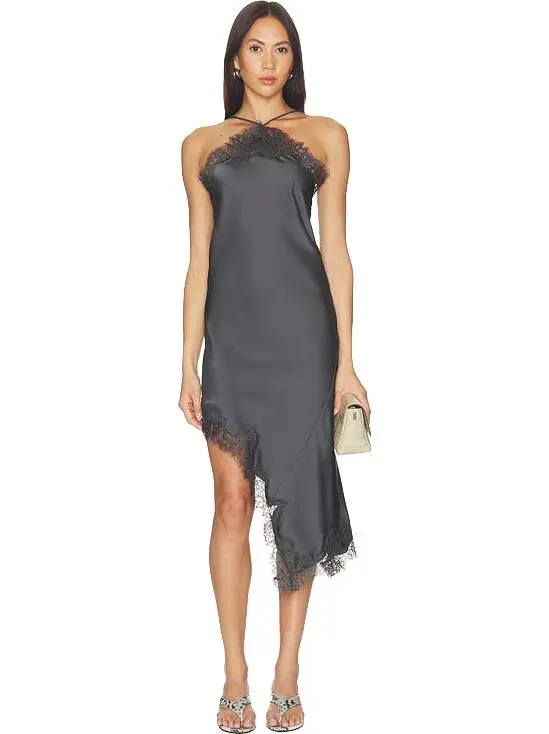 Lioness Desiree Midi Dress In Grey - Smoke
