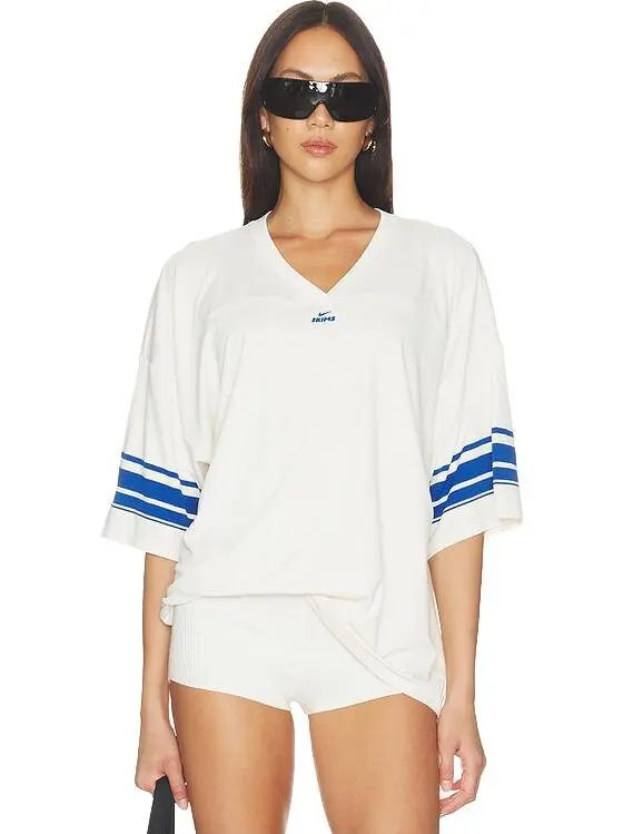 NIKESKIMS Stretch Knit V-neck Top - Ivory