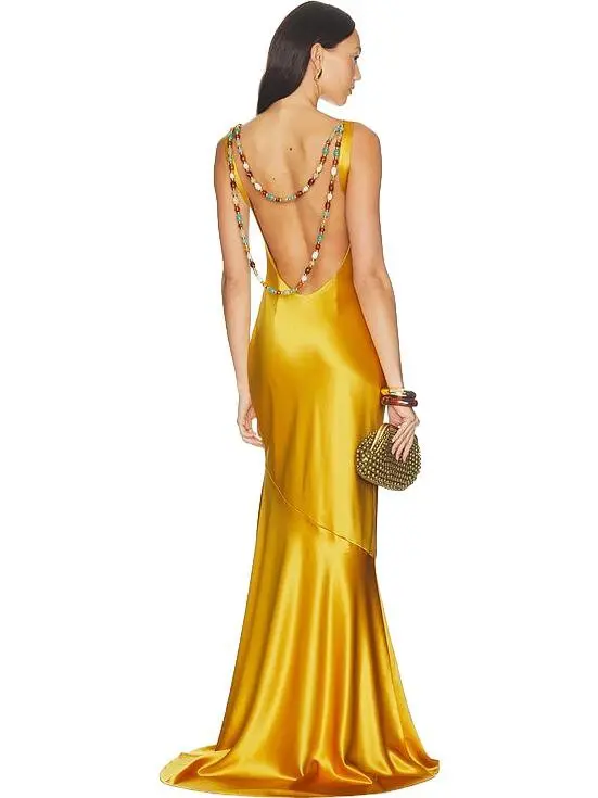 Retrofete Keryn Dress In Metallic Gold - Dijon