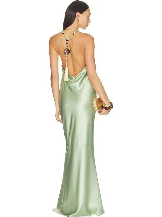 Retrofete Odalis Embellished Maxi Dress - Matcha