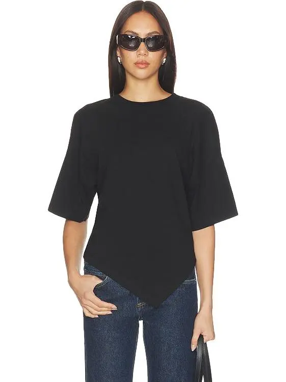 Enza Costa Supima Structured Jersey Assymetrical Tee - Black