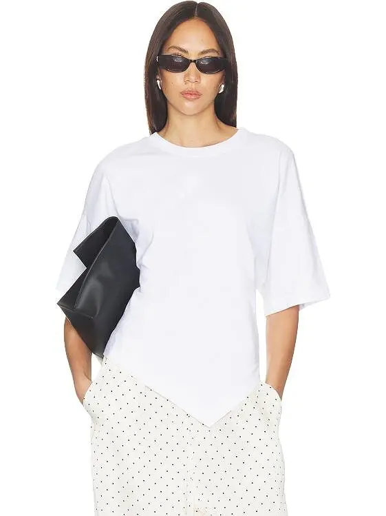 Enza Costa Supima Structured Jersey Assymetrical Tee - White