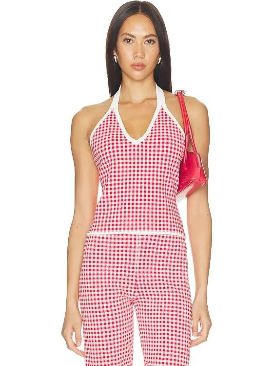 Posse Micah Halter Top In Multi - Red Gingham