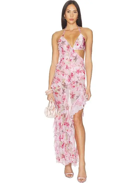 PatBO Orchid Bloom Long Dress - Rose