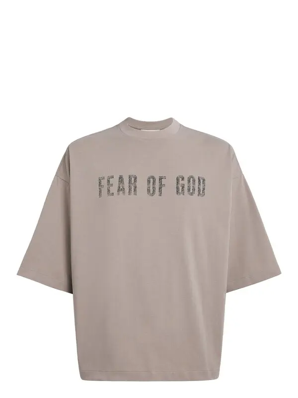 Fear Of God Cotton Boxy Merch T-shirt - Beige