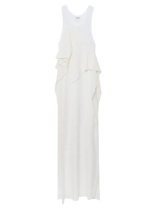 Loewe Knitted Ruffle Maxi Dress - White