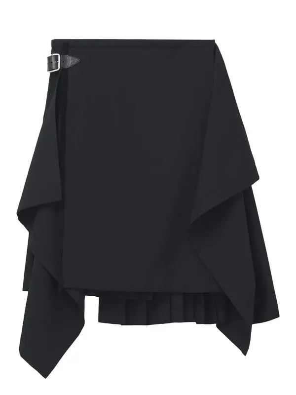 Alexander McQueen Wool-blend Draped Kilt With Asymmetric Hem - Black