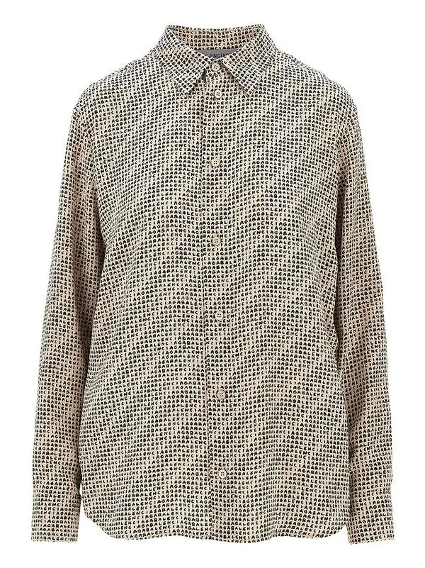 Balenciaga Crêpe Monogram Print Shirt - Beige