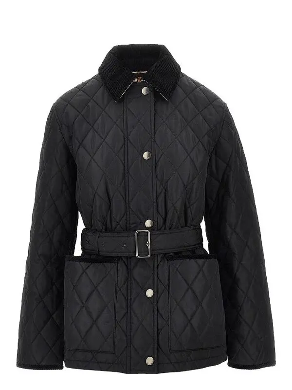 Burberry Quilted Nylon Jacket With Check Lining - Black