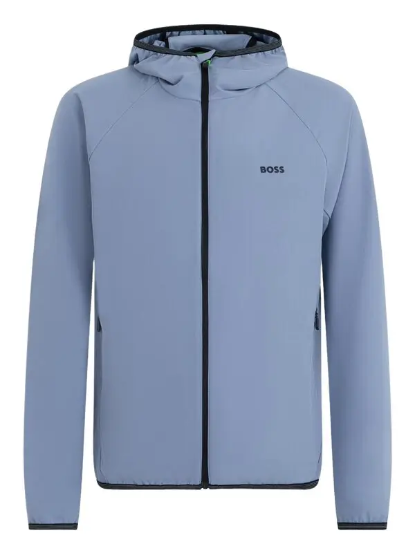 Hugo Boss Long-sleeved Hooded Casual Jacket With Chest Lettering - Blue