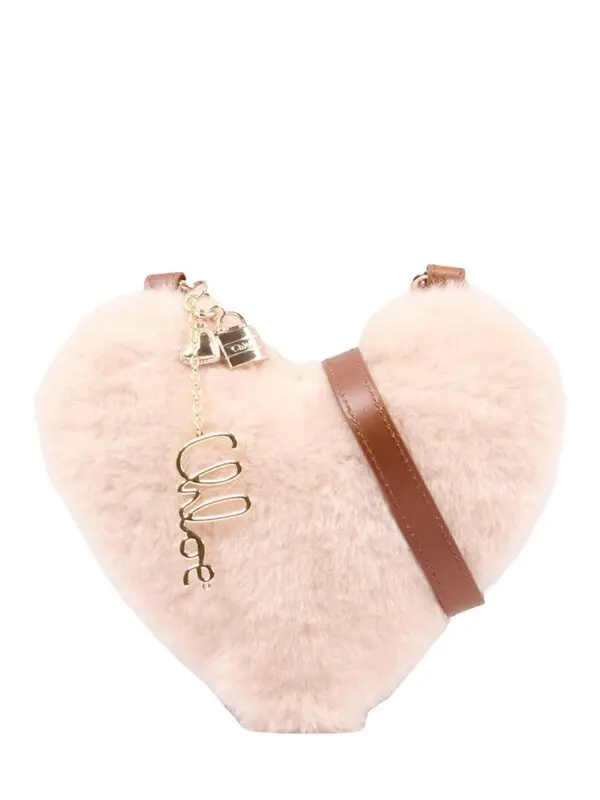 Chloé Heart-shaped Faux-shearling Shoulder Bag - Beige