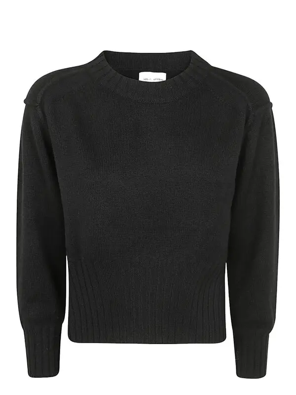 Loulou De Saison Ribbed Knit Crew Neck Sweater - Black