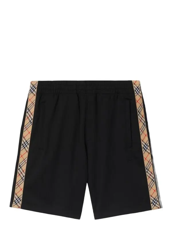 Burberry Check Trim Cotton Blend Shorts - Black