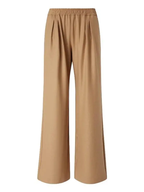 Pinko Pleated Elastic-waist Wide-leg Trousers - Nude