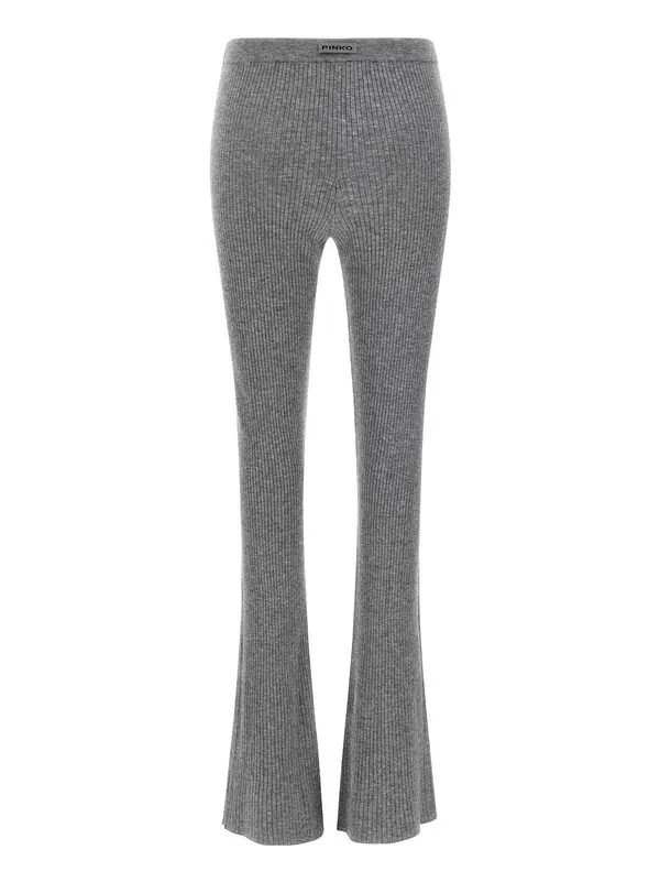Pinko Ibiza Flared Ribbed Knit Pants - Gray