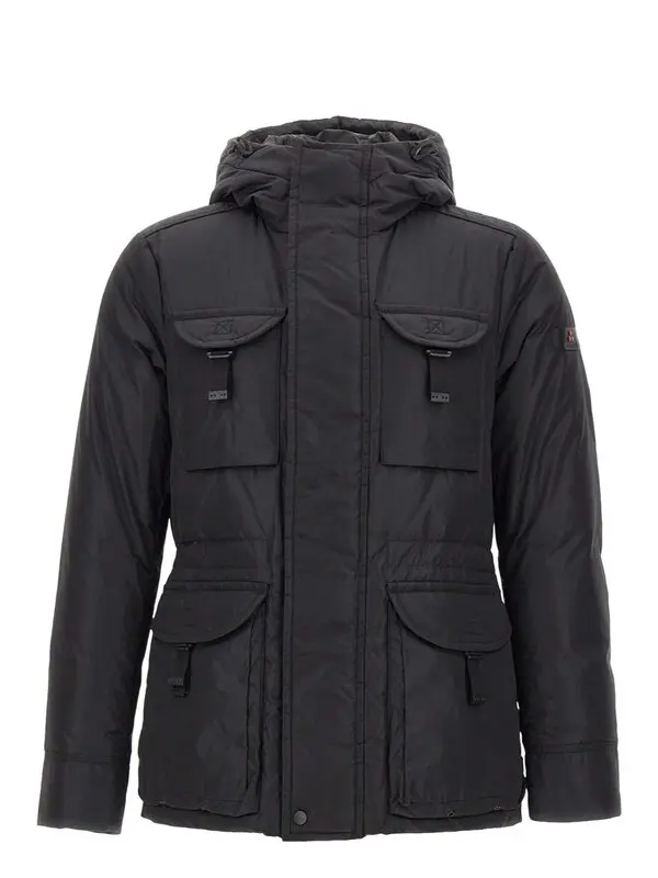 Peuterey Long-sleeved Down Jacket With Hood And Multiple Pockets - Black