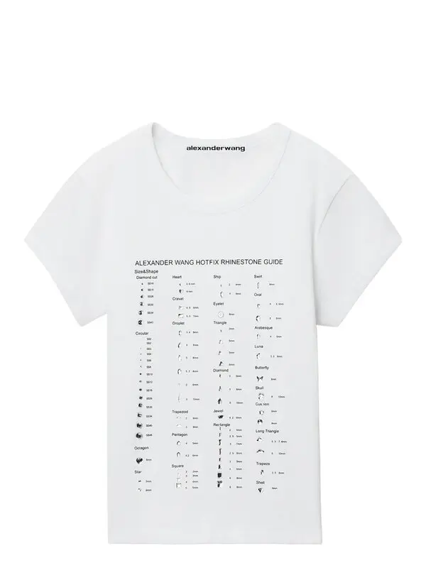 Alexander Wang Fitted Ss T-shirt W/ Hotfix Card Graphic - White