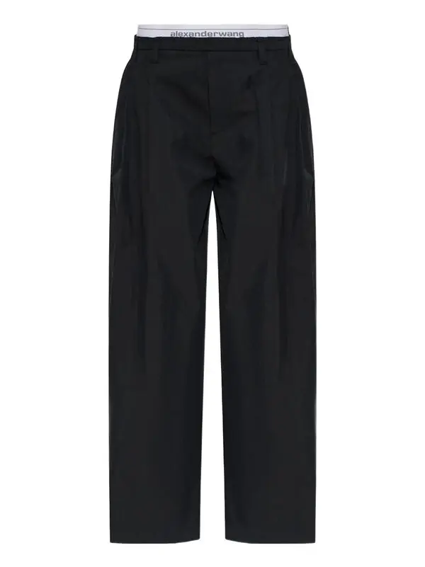 Alexander Wang Logo-waistband Pleated Trousers - Black