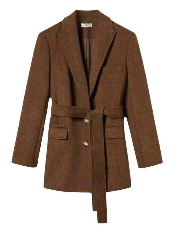 TWINSET Velvet-finish Wool Blazer - Brown