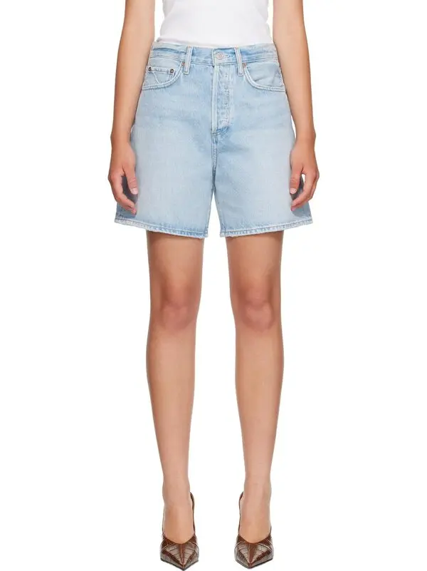 AGOLDE High-waisted Wide-leg Denim Shorts - Blue