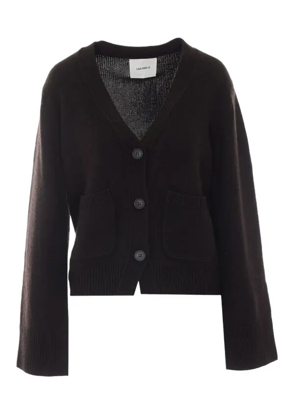 LISA YANG Long-sleeve Button-front Cardigan - Dark Brown