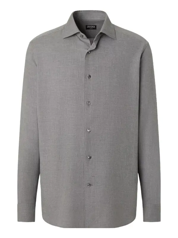 Zegna Regular Fit Spread Collar Shirt - Grey