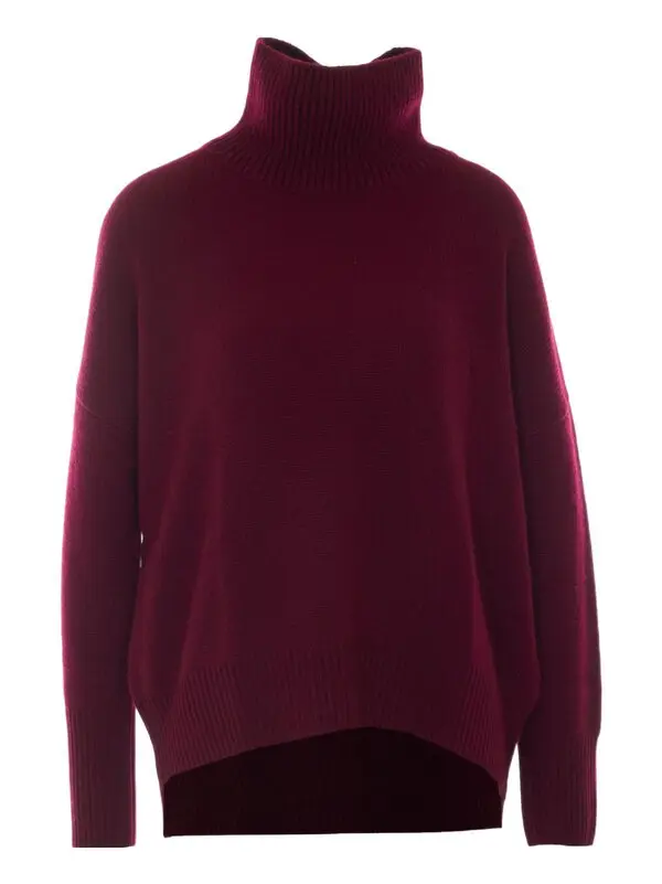 LISA YANG Asymmetric Hem Mock Neck Sweater - Red