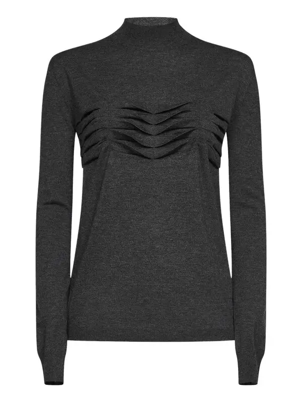 JIL SANDER Long Sleeve High Neck Top - Grey