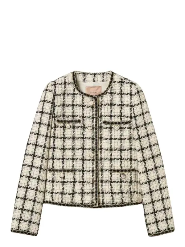 TWINSET Checked Bouclé Jacket With Metallic Trims - Multi-color