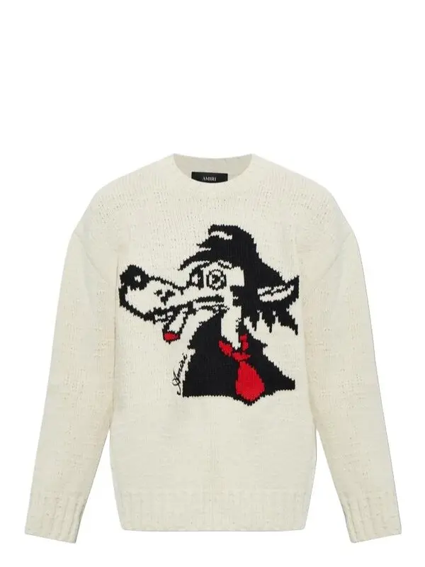 Amiri Intarsia Graphic Knitted Sweater - Off-white