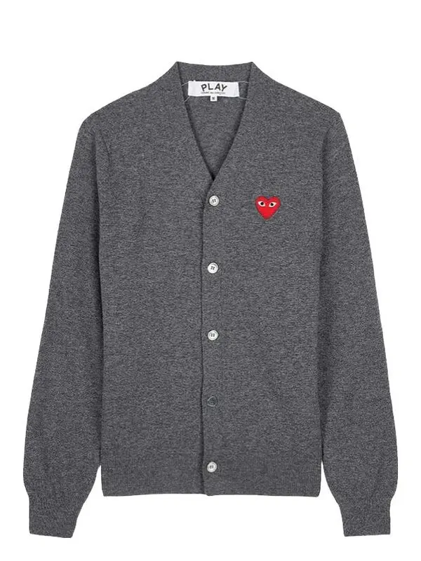 Comme Des Garçons Long Sleeve V-neck Cardigan - Grey