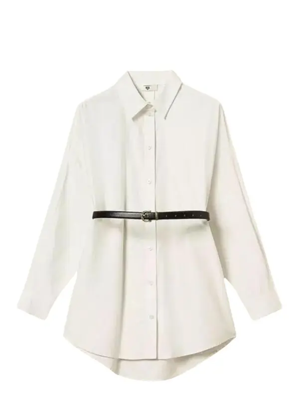 TWINSET Belted Poplin Shirt - Off White