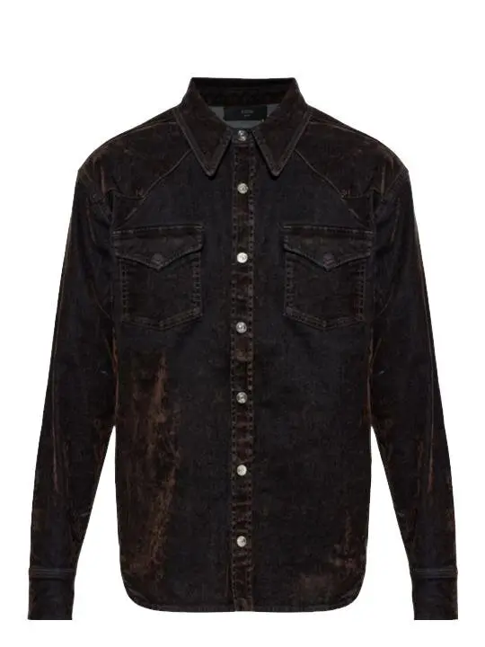 Amiri Faded Western Denim Shirt - Brown