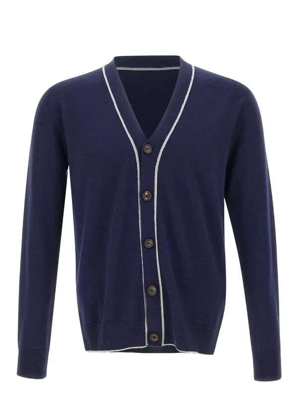 Eleventy Contrast Trim V-neck Cardigan - Black