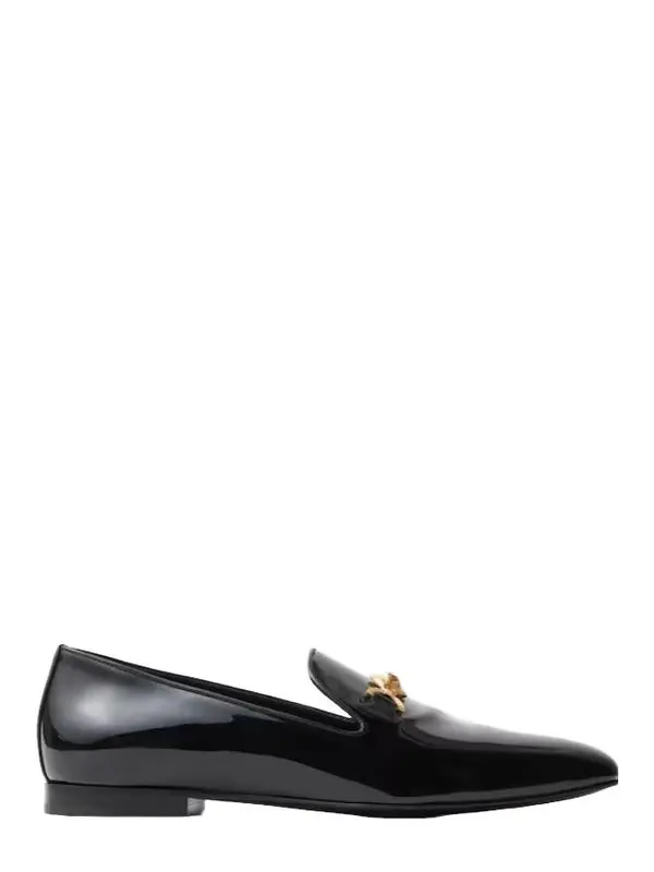 Versace Gala Patent Slippers With Medusa Hardware - Black