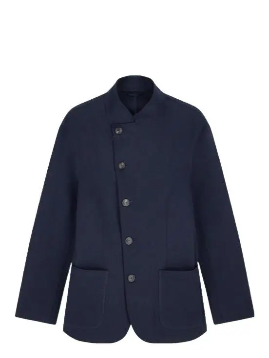 Emporio Armani Long-sleeved Button-up Jacket - Navy Blue