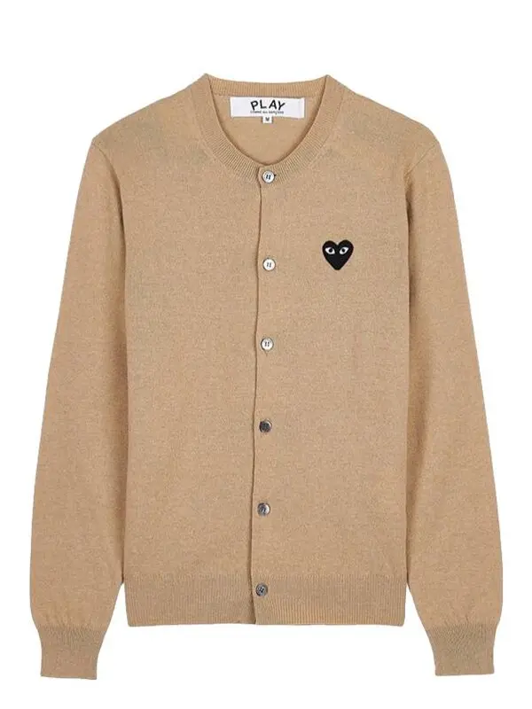 Comme Des Garçons Long Sleeve Cardigan With Applique - Beige