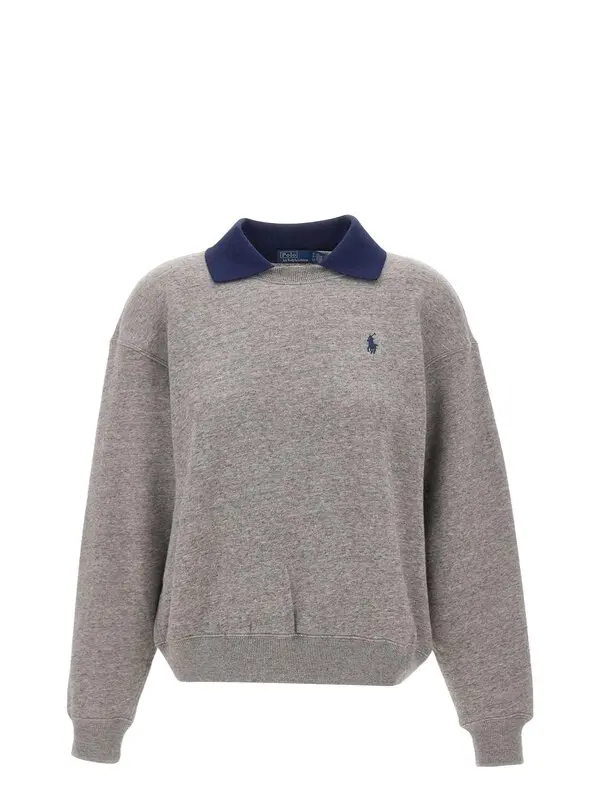 Polo Ralph Lauren Long Sleeve Sweatshirt With Polo Collar - Grey