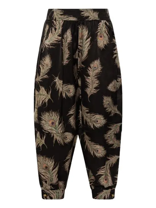 Zimmermann Feather Print Relaxed Fit Pants - Black